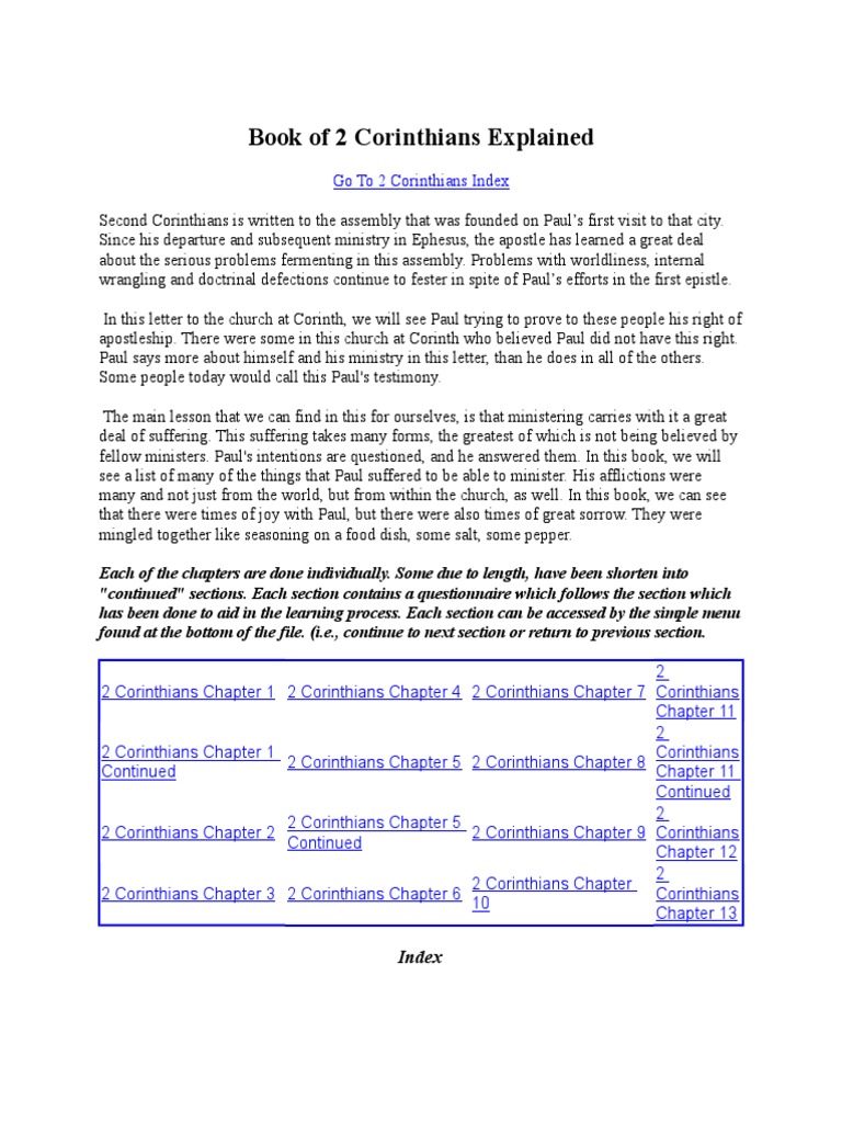 Book of 2 Corinthians Explained | PDF | Paul The Apostle | Abrahamic ...