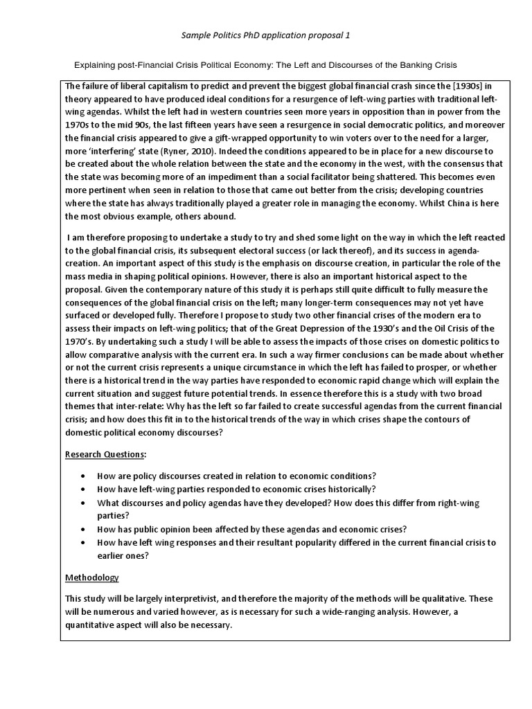 Sample PHD Proposal 1 | PDF | Quantitative Research | Financial Crisis ...