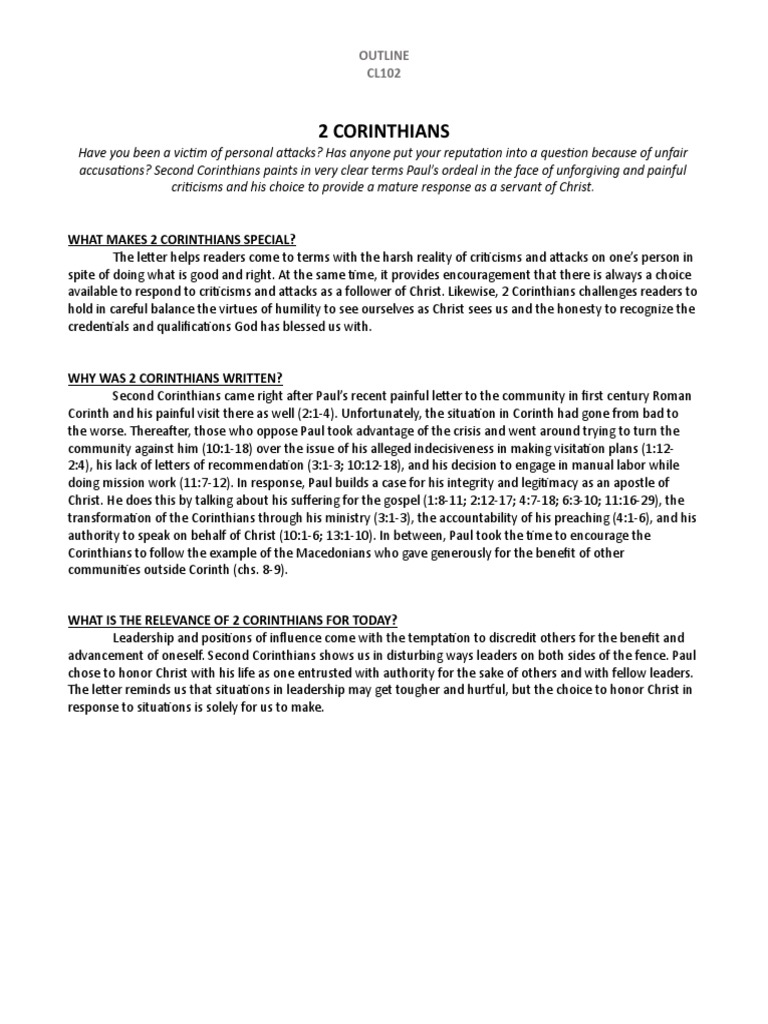 Outline | PDF | Paul The Apostle | Jesus