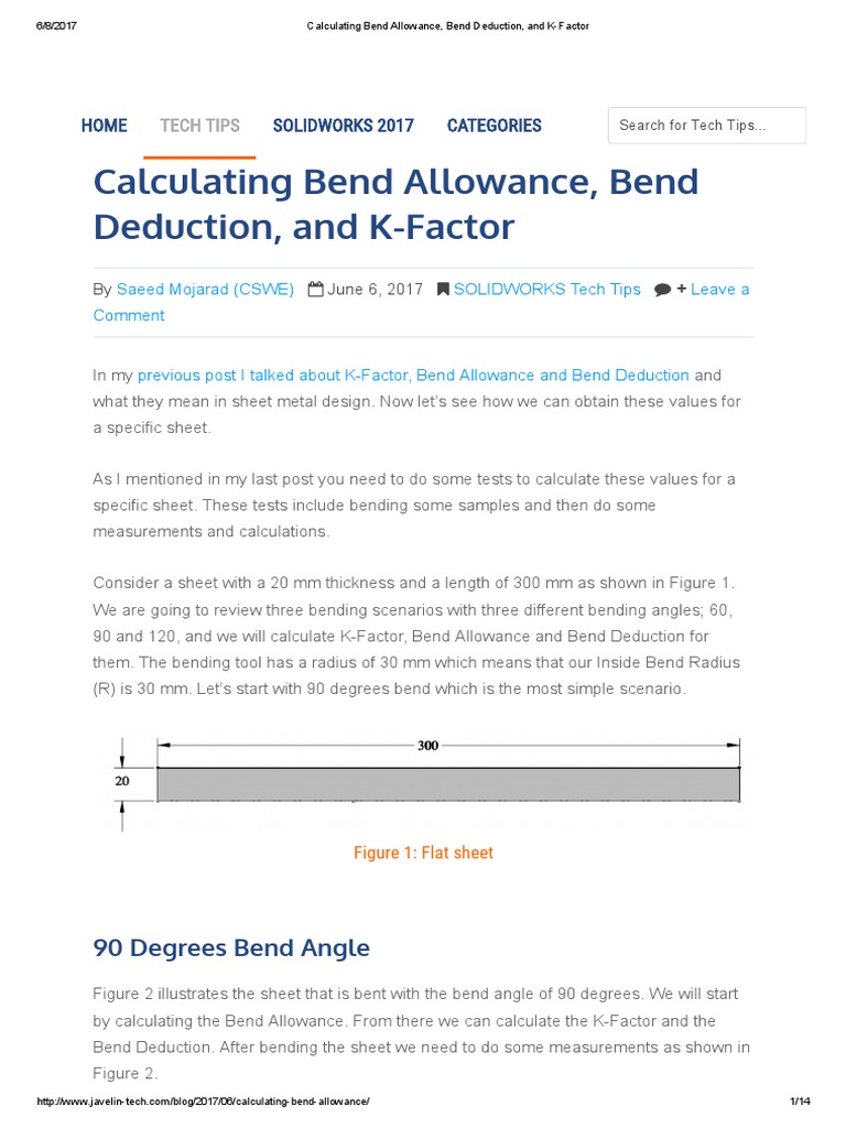 Calculating Bend Allowance, Bend Deduction, and K-Factor.pdf | Geometry | Physics & Mathematics