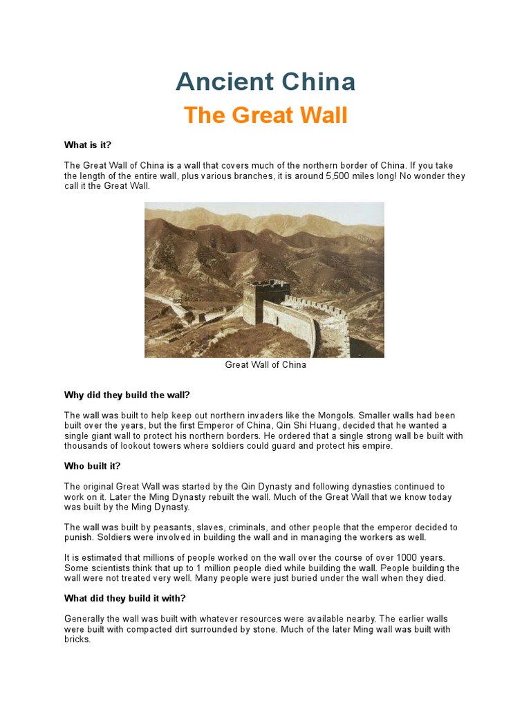Ancient China: The Great Wall | PDF | China | World Politics