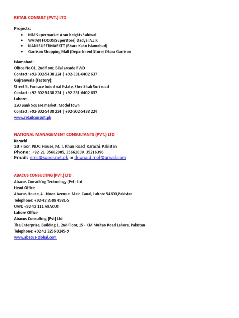 Departmental Store Consultants | PDF