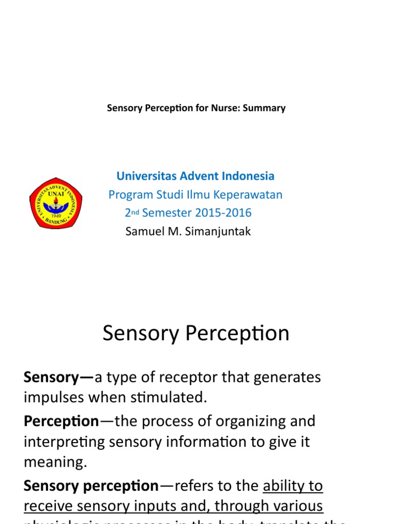 15 Sensory Perception Summary | PDF | Senses | Stimulus (Physiology)