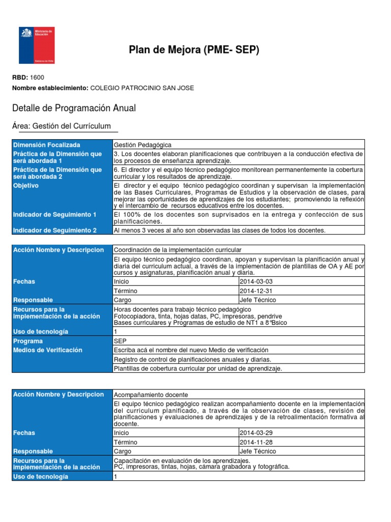 Ejemplo PME | PDF | Plan de estudios | Maestros