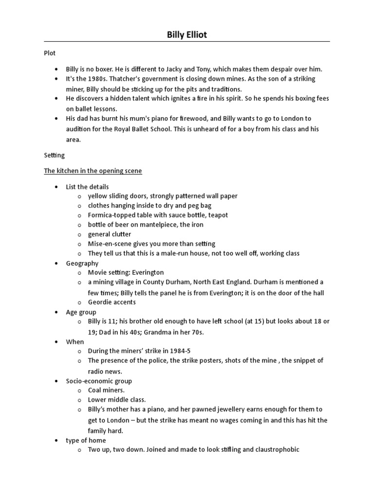 Billy Elliot Analysis | PDF | Dances