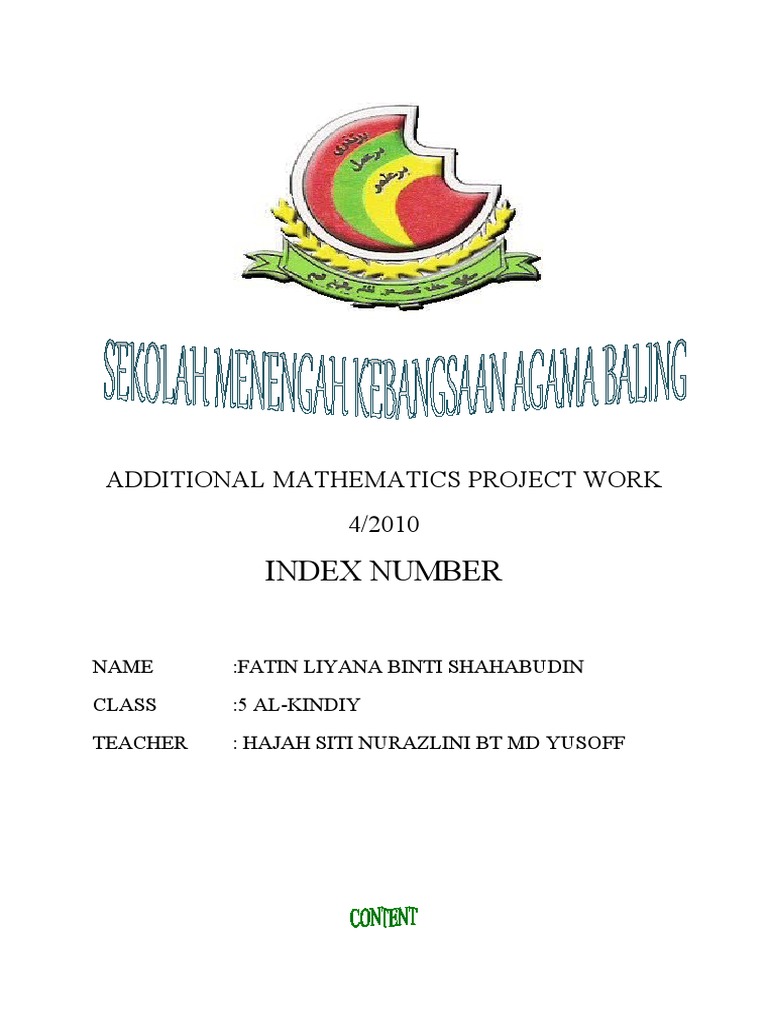 Additional Mathematics Project Work | PDF