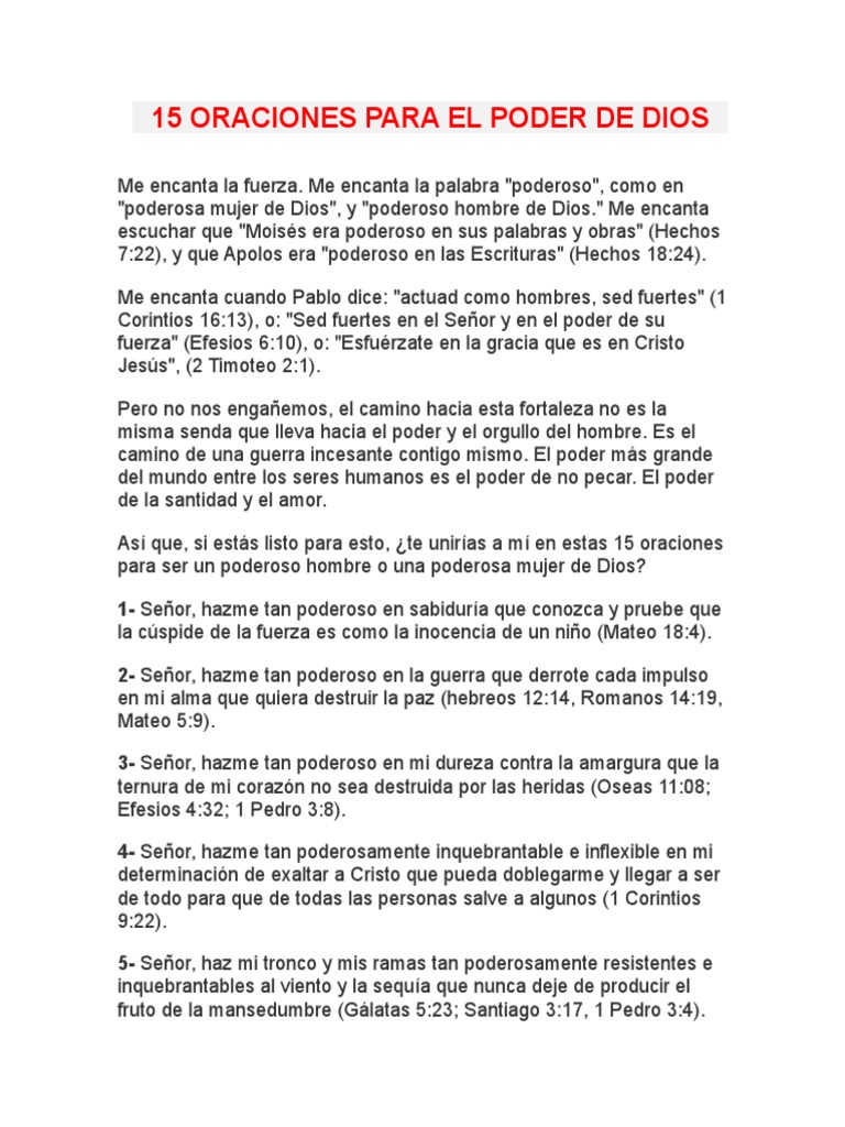 15 Oraciones para El Poder de Dios | PDF | Gente del Nuevo Testamento ...