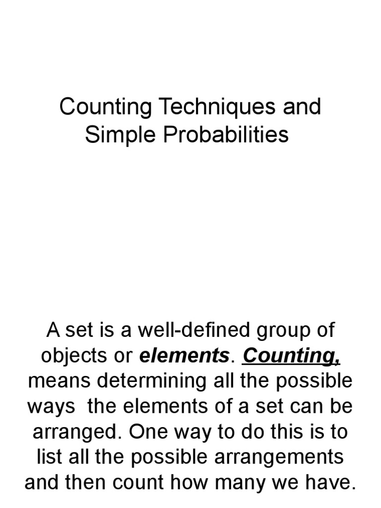 Counting Techniques and Probability Basics | PDF | Probability | Dice