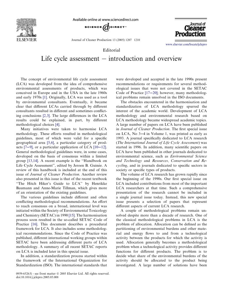 2005 - Russell Et Al - Life Cycle Assessment - Introduction and ...
