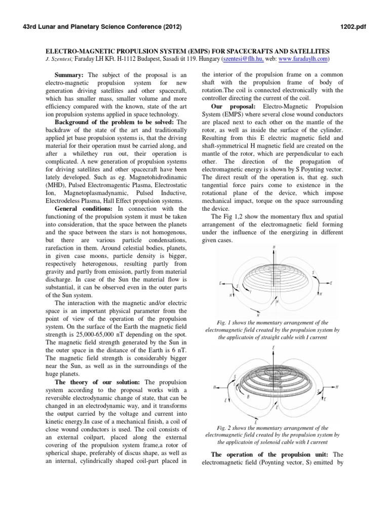 Electro Masgnetic Propulsion System | PDF | Spacecraft Propulsion ...