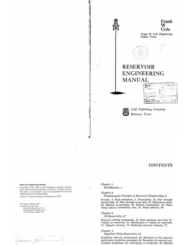 Reservoir Engineering Manual - Frank W. Cole PDF | PDF