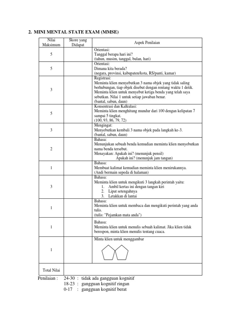 Panduan Mini Mental State Examination | PDF