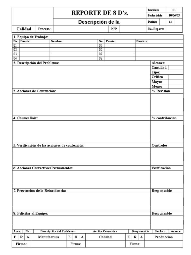 Formato Para 8Ds | Business