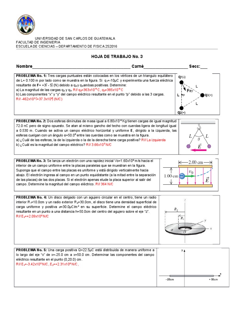 HT3 F 2 Fuerza y Campo Electrico | PDF | Electricidad | Electrón