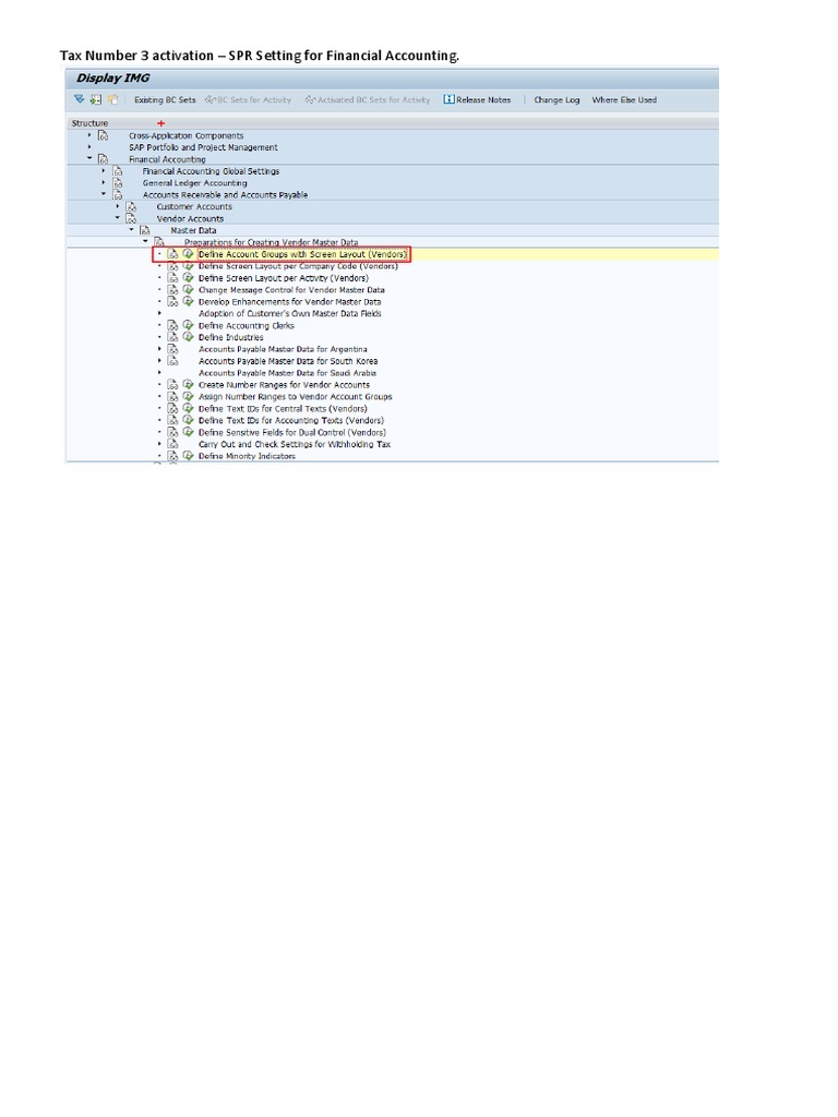 Tax Number 3 Activation - SPR Setting For Financial Accounting | PDF