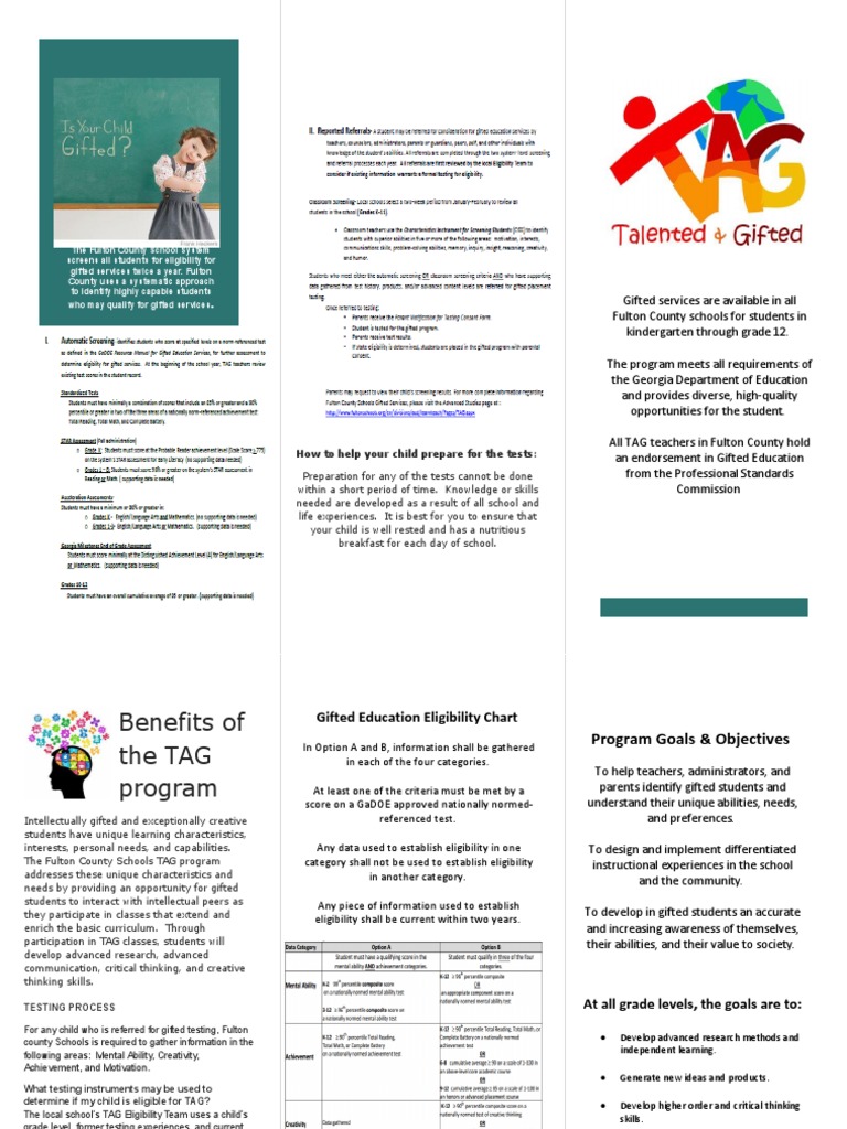 Brochure For Tag Class | PDF | Intellectual Giftedness | Gifted Education
