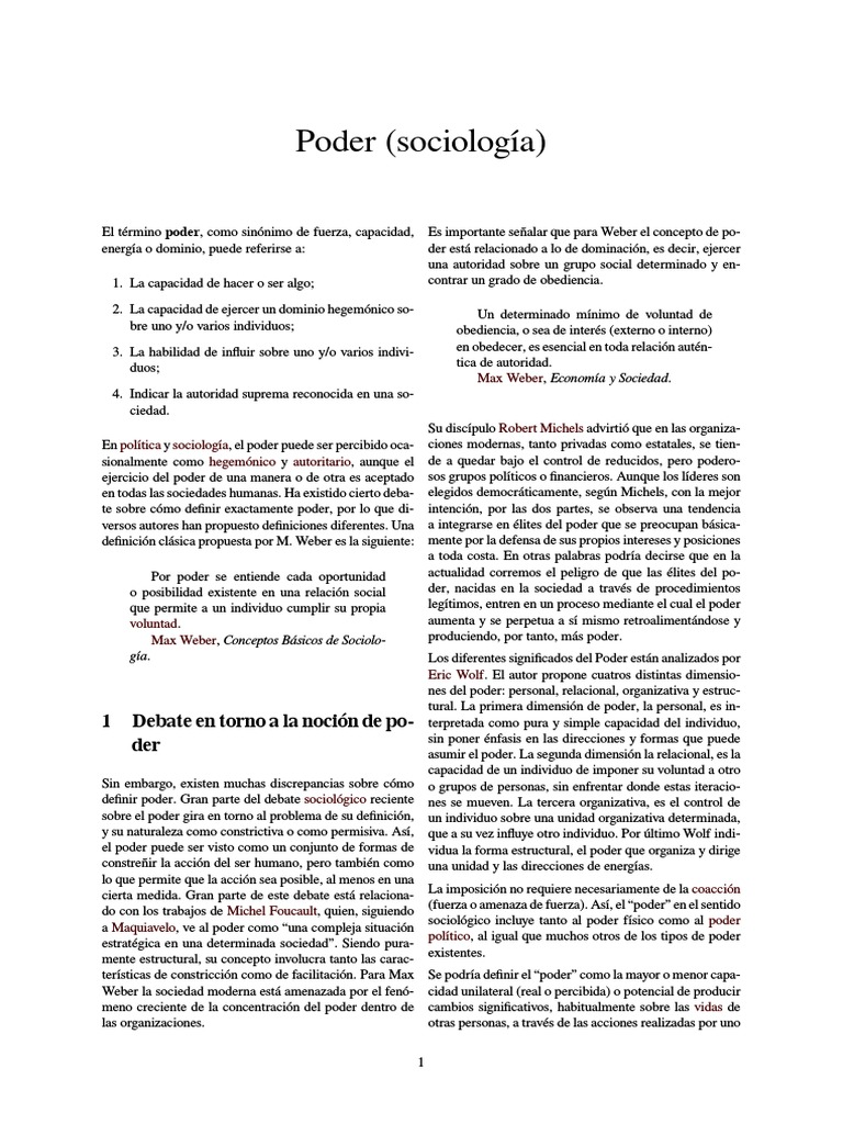 Poder (Sociología) | PDF | Poder (social y político) | Teorías sociológicas