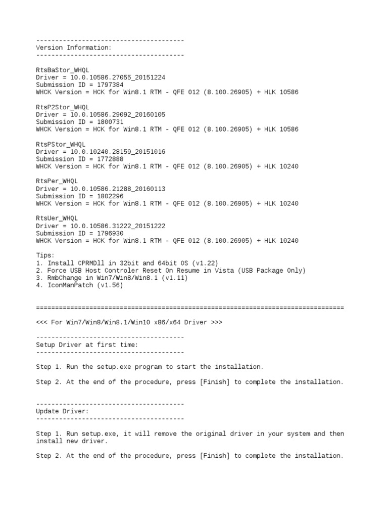 readme.txt | Windows 8.1 | Device Driver