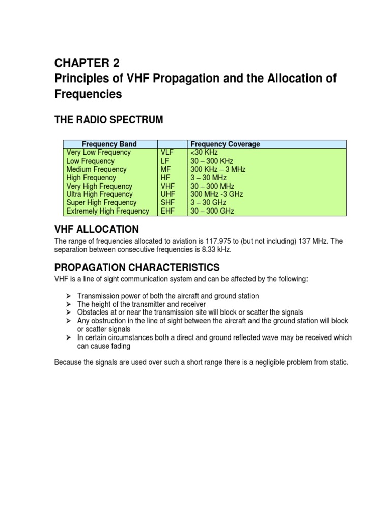 VHF Frequency Allocation in Aviation | PDF | High Frequency | Radio ...