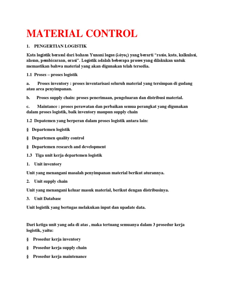 Material Control Dan Manufaktur | PDF