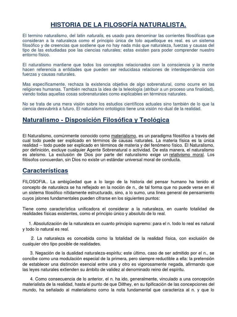 Historia de La Filosofía Naturalista | PDF | John Dewey | Naturalismo ...