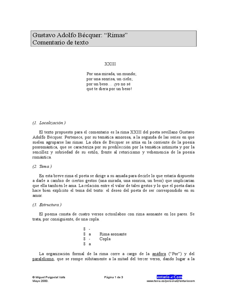 Bécquer - Rima 23 | PDF | Rima | Poesía