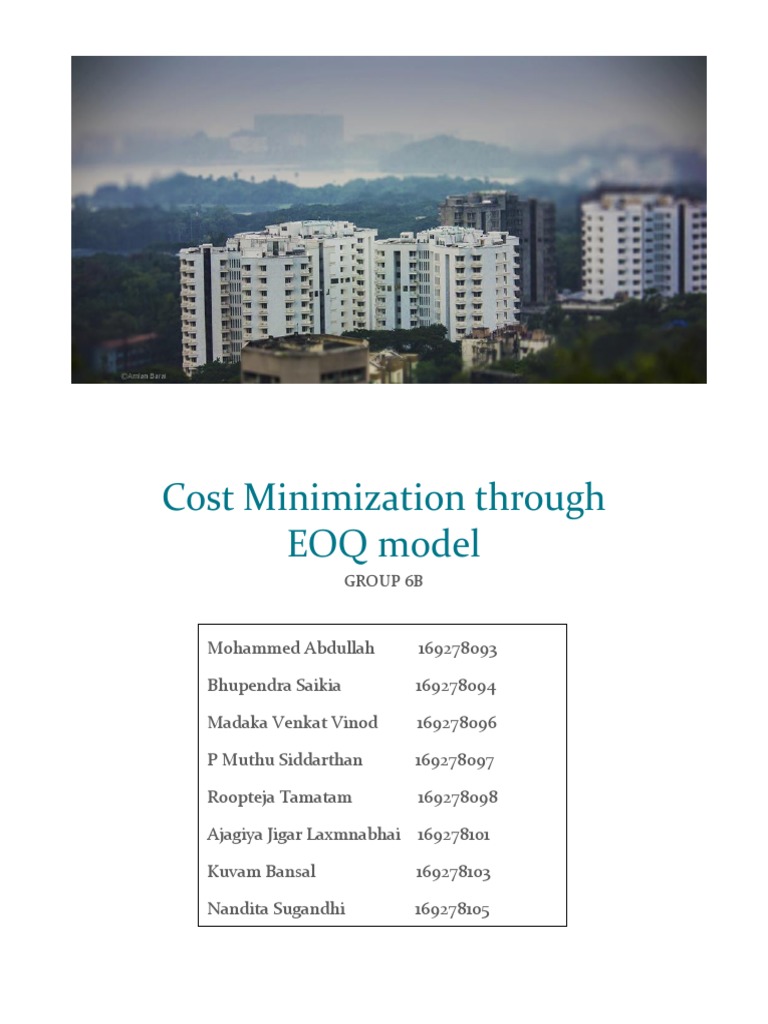 Cost Minimization Through EOQ Model: Group 6B | PDF | Demand | Teaching ...