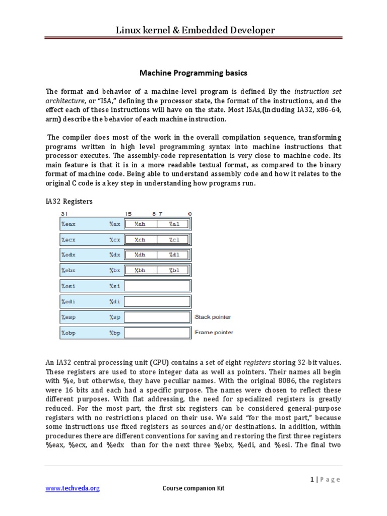 Linux Kernel & Embedded Developer: Machine Programming Basics | PDF ...