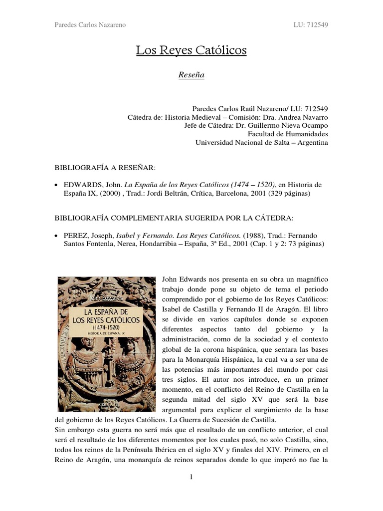 John EDWARDS - La España de Los Reyes Católicos 1474 - 1520 (Reseña ...