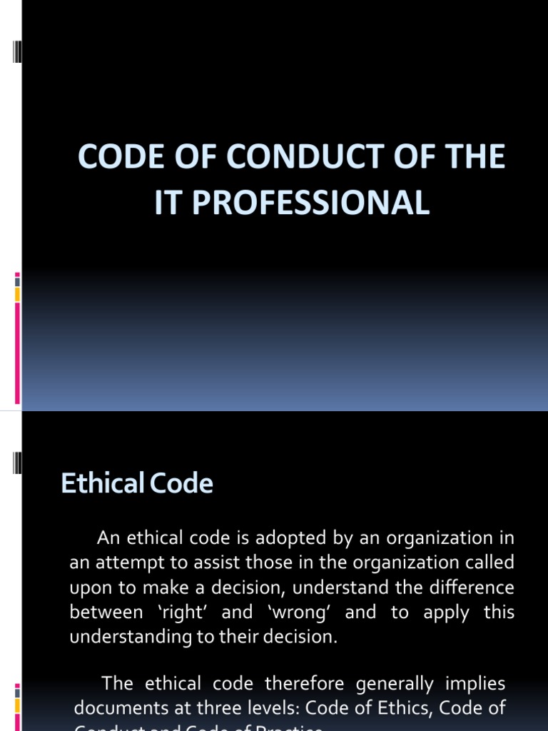 Code of Conduct of The IT Professional | PDF | Employment | Applied Ethics
