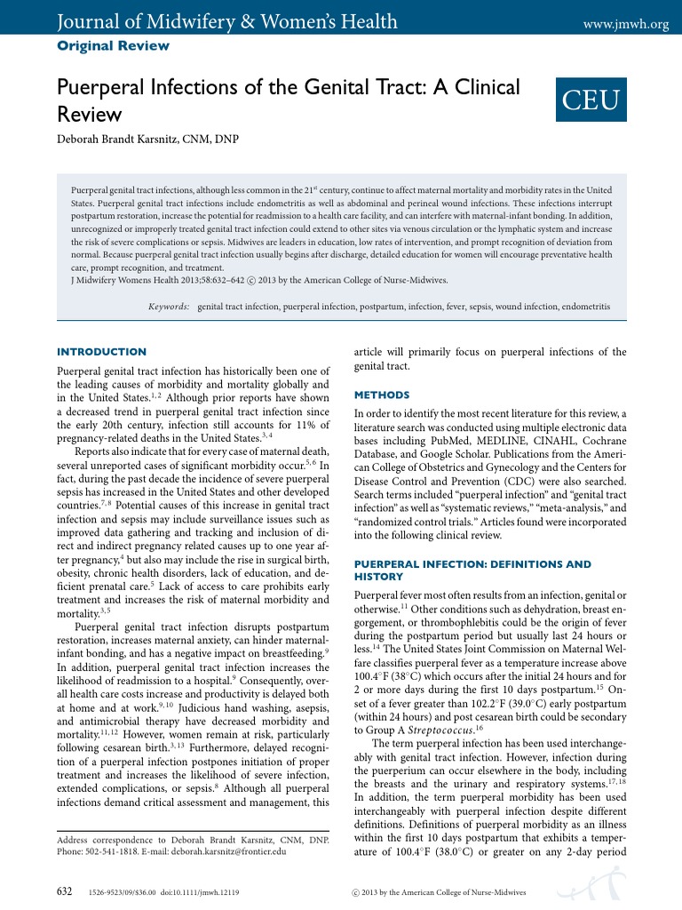 Puerperal Infection of The Genital Tract | PDF | Postpartum Period | Sepsis