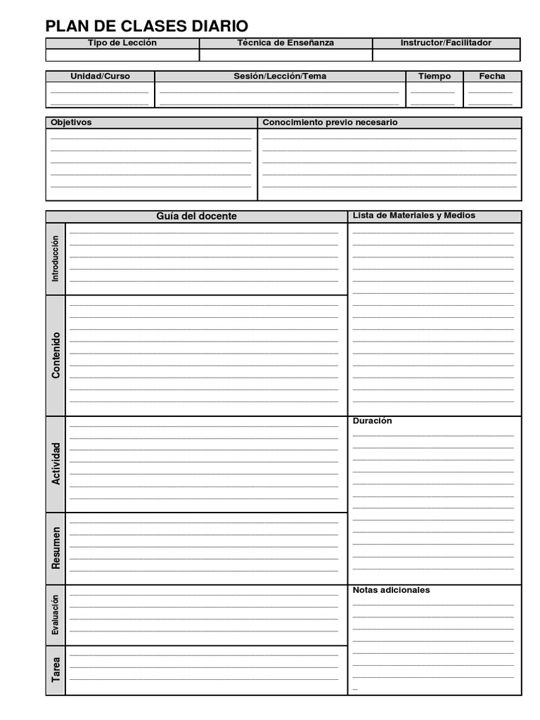 Formato Plan de Clases Diario | PDF | Cognición | Comunicación