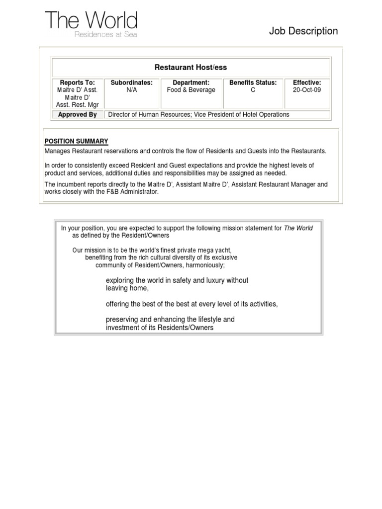 SOP Restaurant Hostess | PDF | Waiting Staff | Restaurants