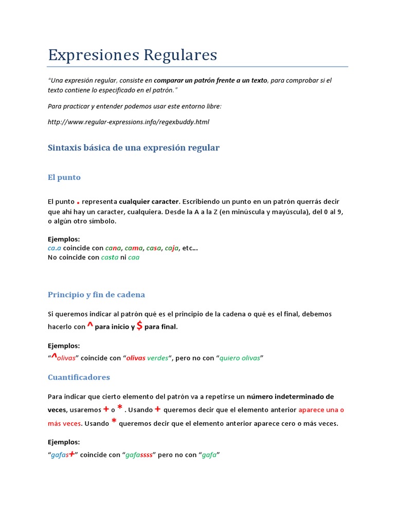 Expresiones Regulares | PDF | Expresión regular | Ortografía