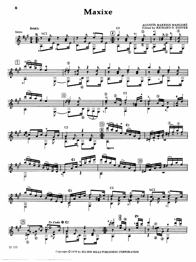 Agustin Barrios - Maxixe Partitura | PDF