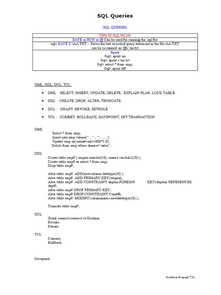 SQL PLSQL Queries Vasu | PDF | Databases | Database Index