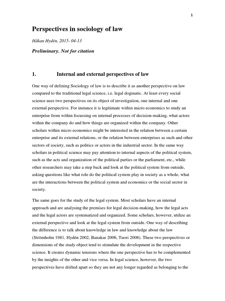 Understanding the Internal and External Perspectives of Law in ...