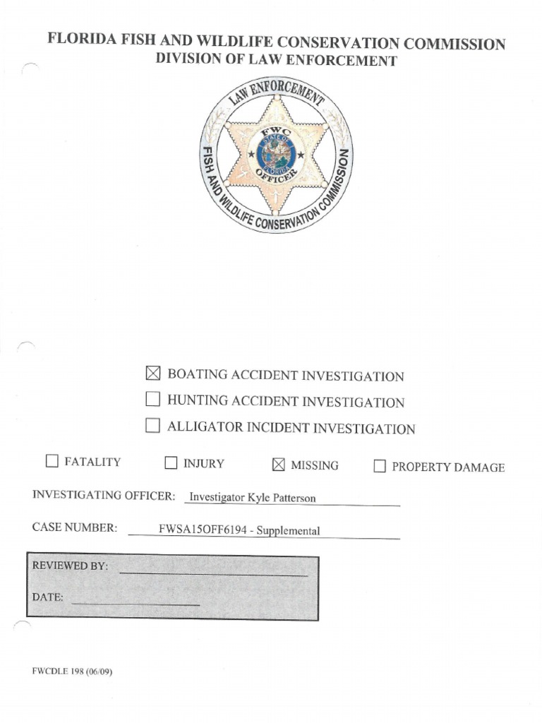 FWC Supplemental Report On Perry Cohen and Austin Stephanos Boat | PDF