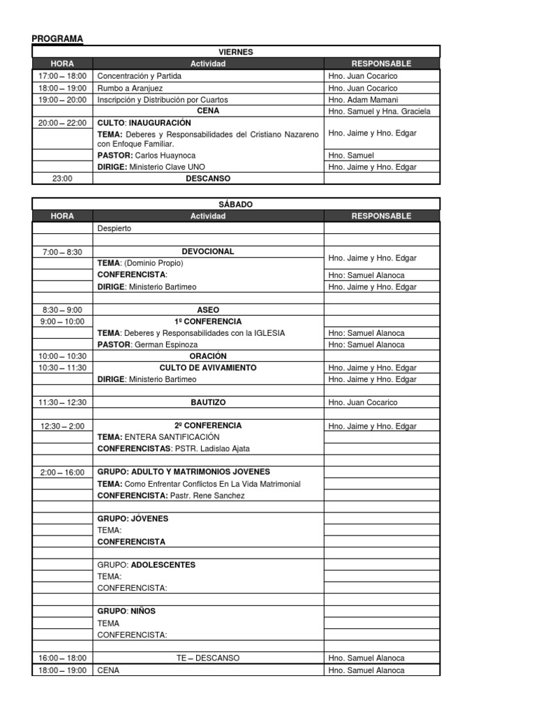 Modelo de Un Programa para Un Retiro | PDF | Religión y creencia