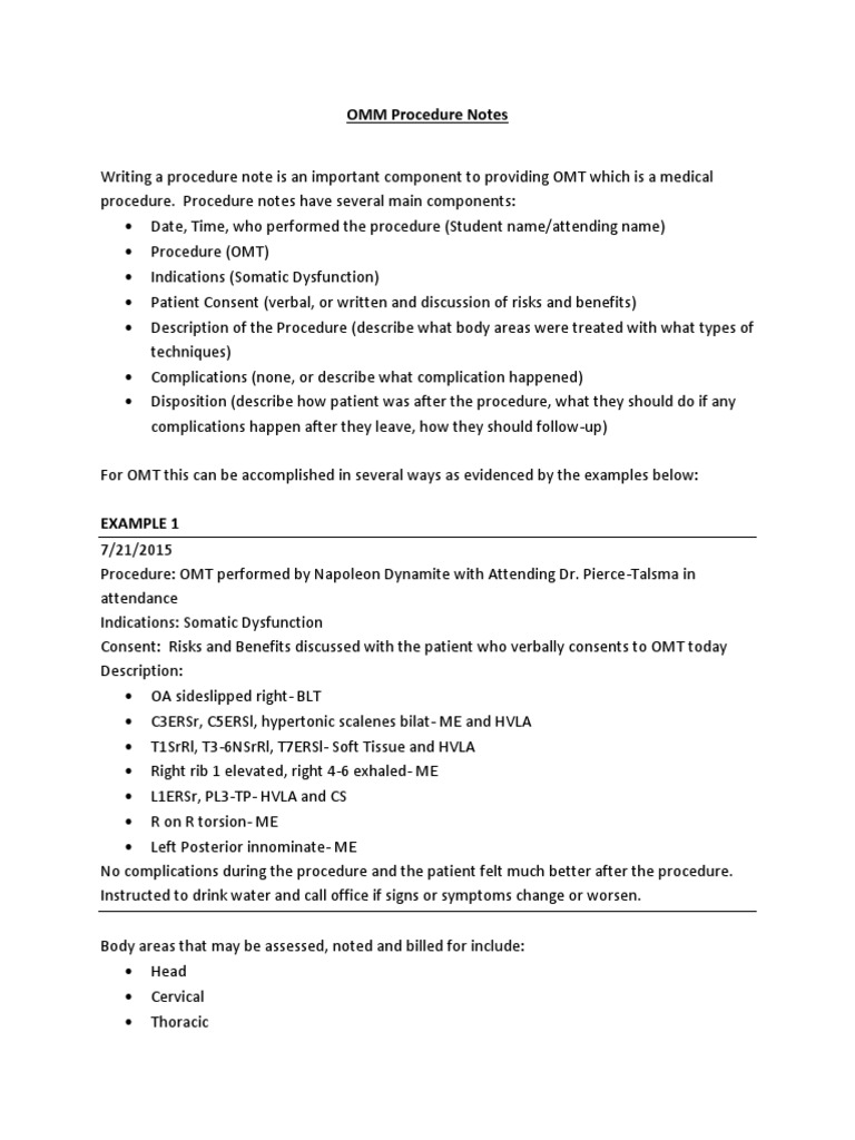 OMM Procedure Notes (1) | Thorax | Clinical Medicine | Free 30-day ...
