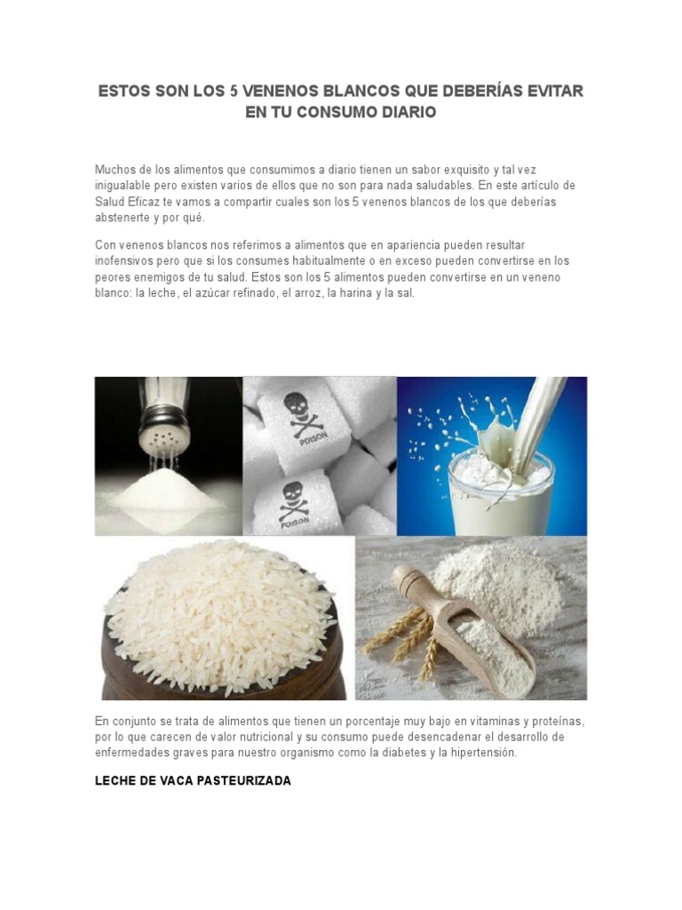 Estos Son Los 5 Venenos Blancos Que Deberías Evitar en Tu Consumo ...