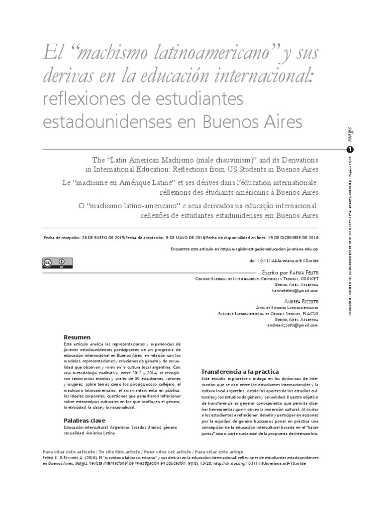 El Machismo Latinoamericano PDF | PDF | Hombre | Mujer