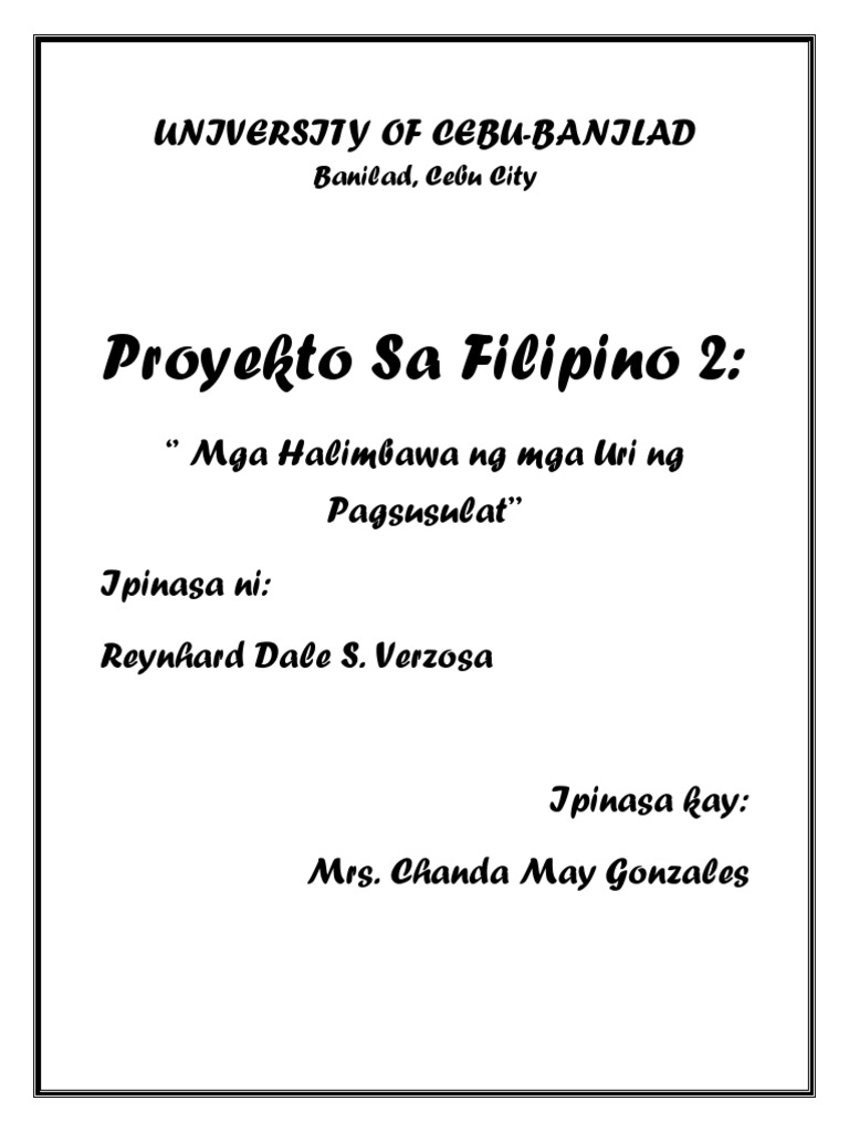 Project Sa Filipino | PDF