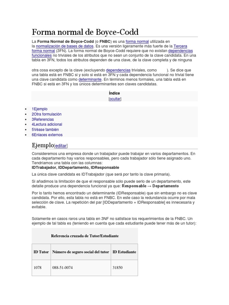 Forma Normal de Boyce-Codd en Bases de Datos | PDF | Gestión de datos ...