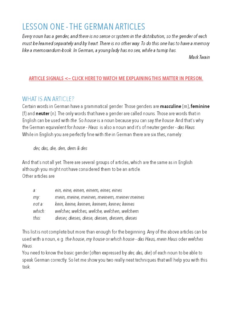 How Do I Learn German Articles | PDF | Grammatical Gender | Onomastics