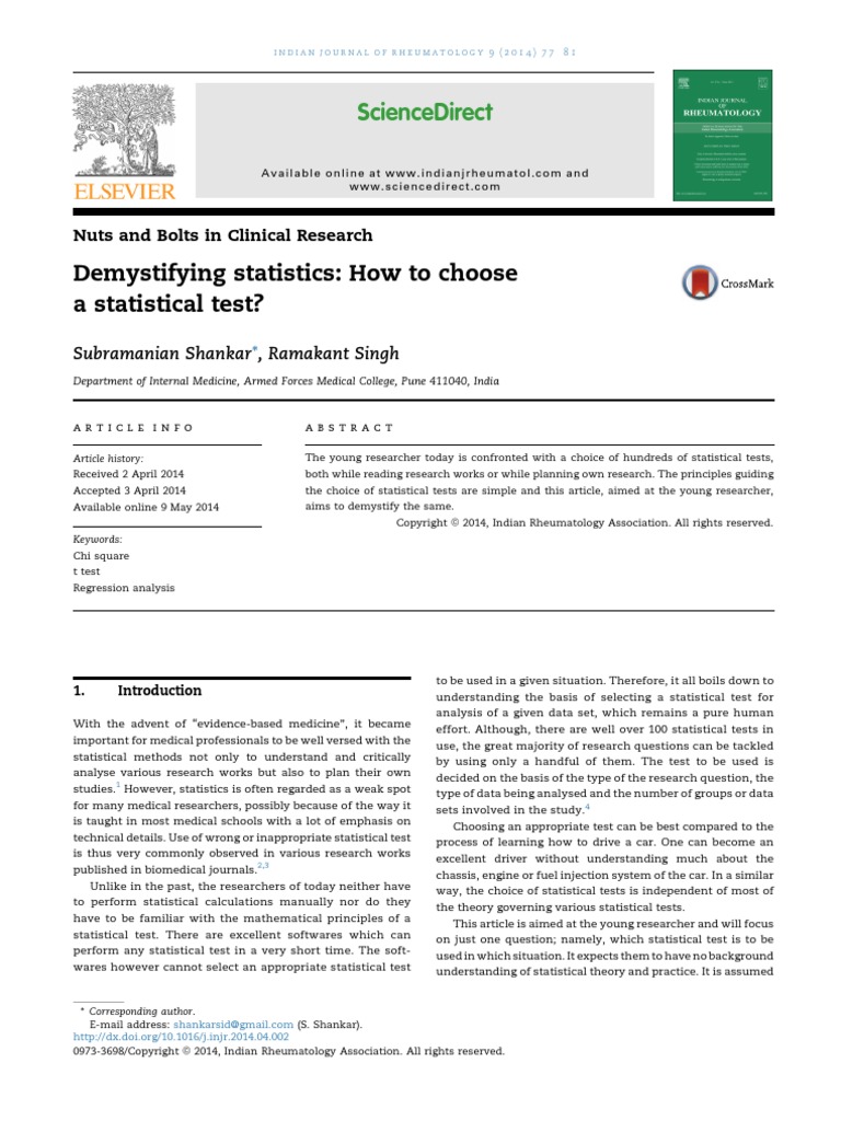 Choosing A Statistical Test PDF | PDF | Statistical Hypothesis Testing ...