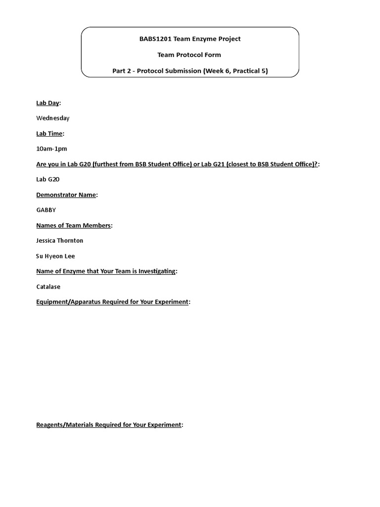 BABS ENZYMETeam Protocol Form For Protocol Submission 2017 Template ...