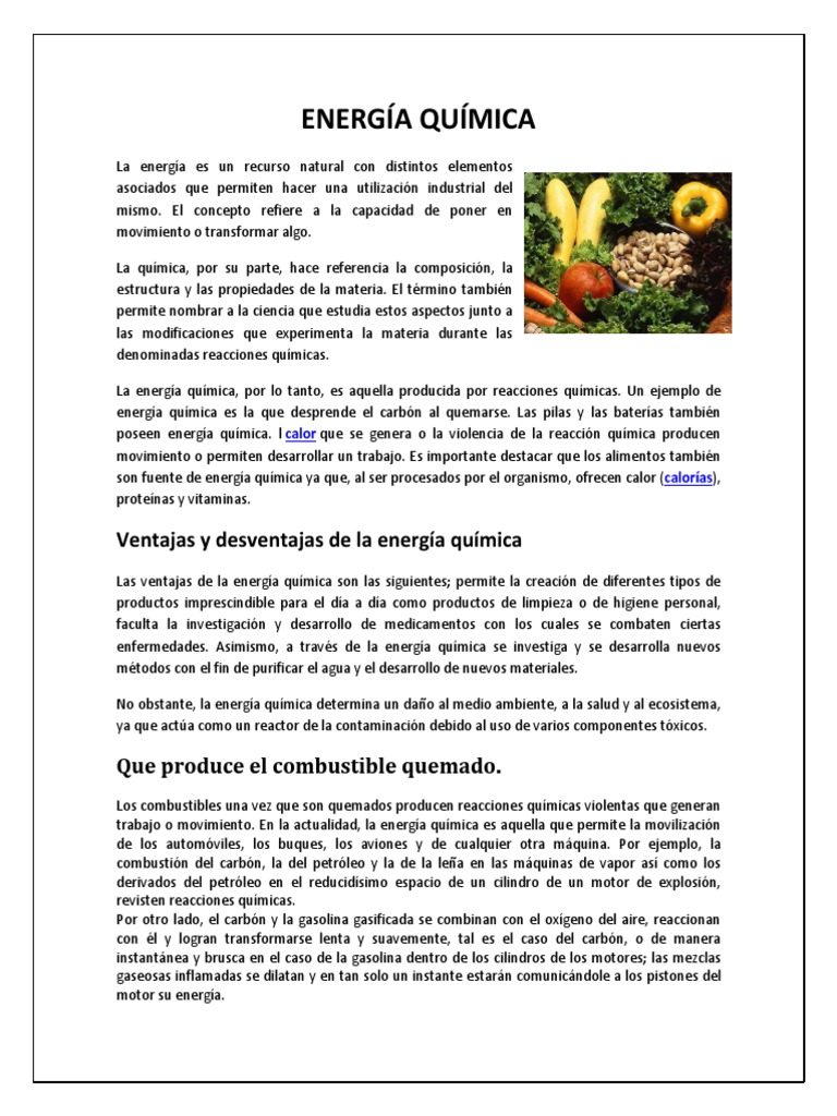 Energía Química | PDF | Combustibles | Química