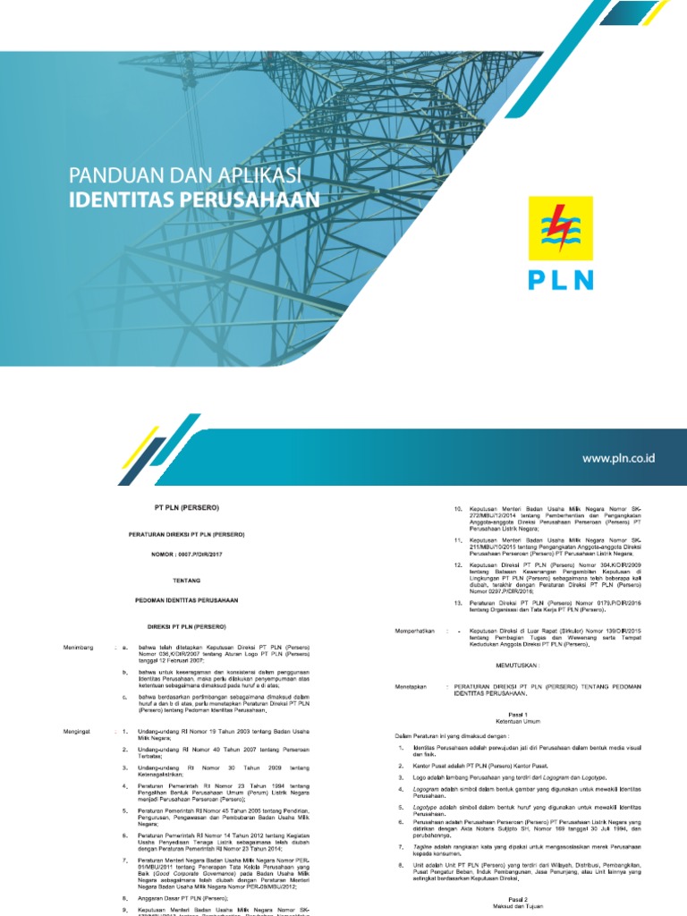 Panduan Dan Aplikasi Identitas Perusahaan - PLN PDF | PDF | Komputer