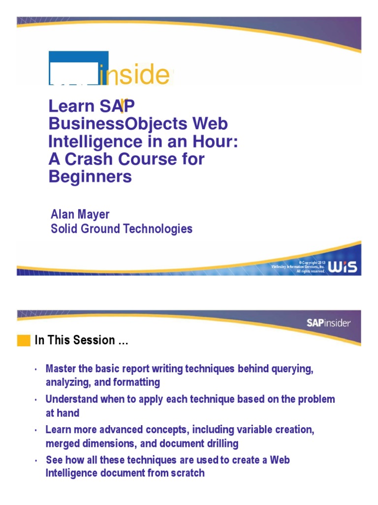 Side R: Learn Sap Businessobjects Web Intelligence in An Hour: A Crash Course For Beginners ...